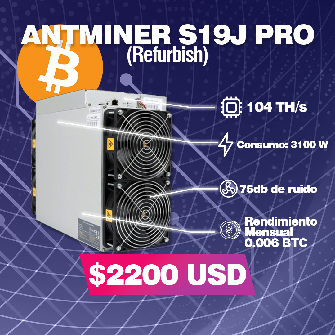 ANTMINER S19J PRO 104 TH | Mejor precio en 2025 de Web3Arg